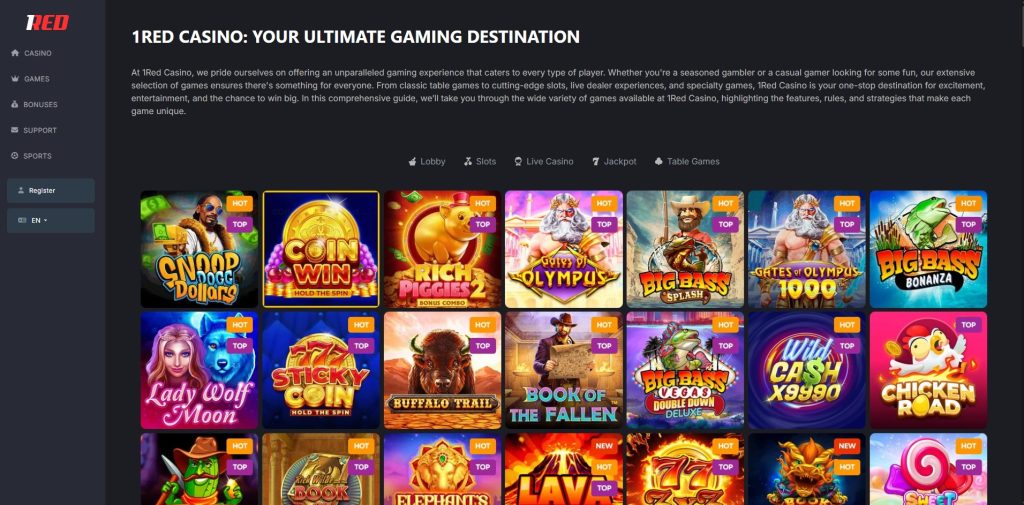 1Red Casino Review 2026 - Bonuses, Withdrawals, & Games